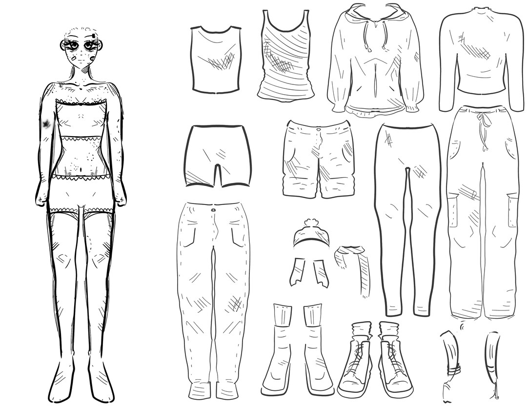 Zombie Apocoplyse Printable Template Paper Doll - Etsy