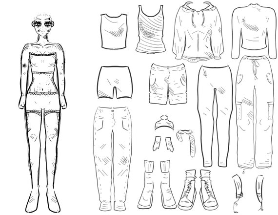 Zombie Paper Doll Printables