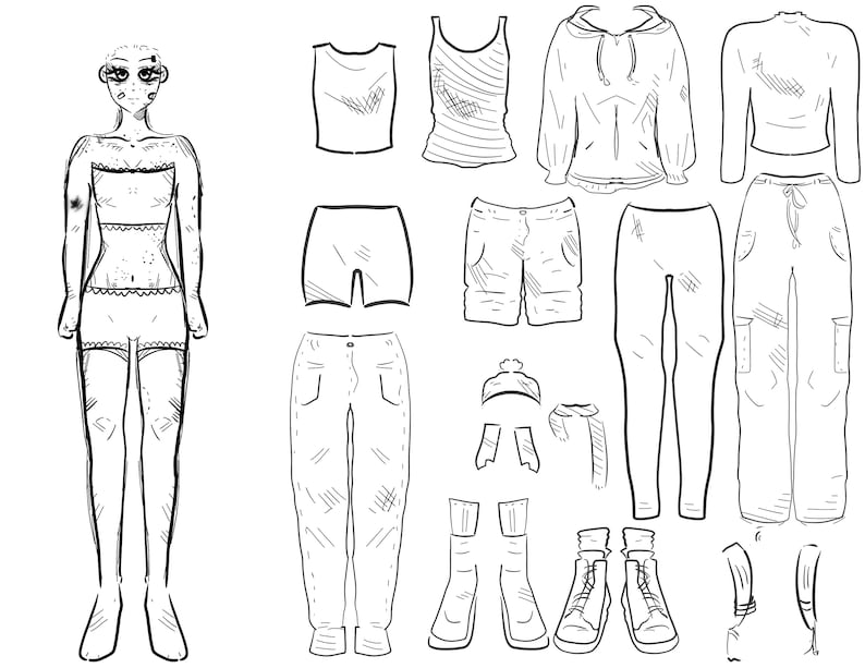 Zombie Apocoplyse Printable Template Paper Doll - Etsy