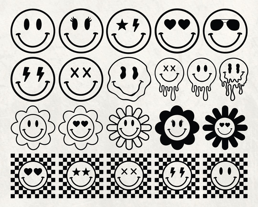 Smiley Face Svg Daisy Flower Svg Smiley Svg Drippy Smiley - Etsy New ...