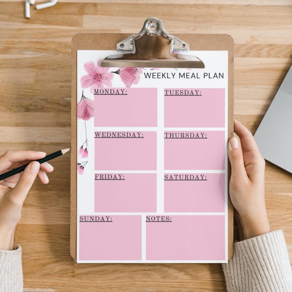 Printable Digital Meal Planner Weekly Menu Organizer Instant Download ...