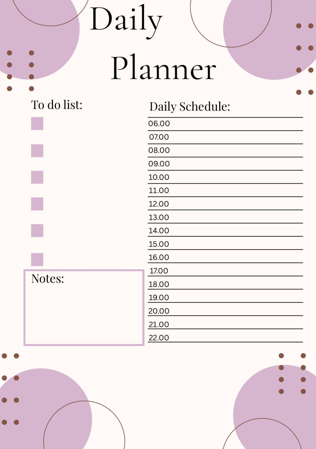 Pink Aesthetic Daily Planner | Printable Schedule & To-do List ...