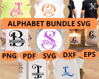 Split Monogram Alphabet SVG, DXF, PNG, Split Monogram Frame Alphabet ...