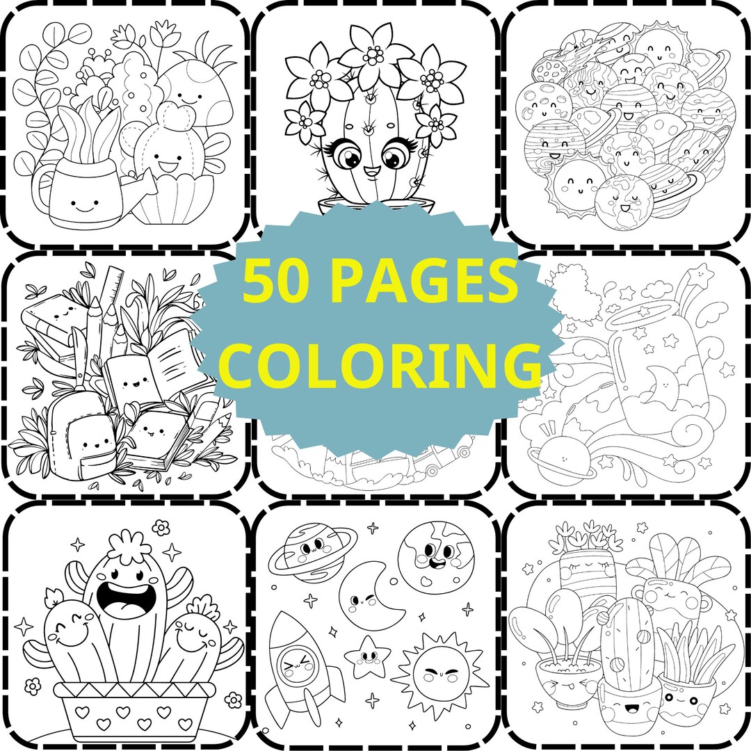 Coloring Pages Set of 50 Pages. Cute Coloring Pages for Children and ...