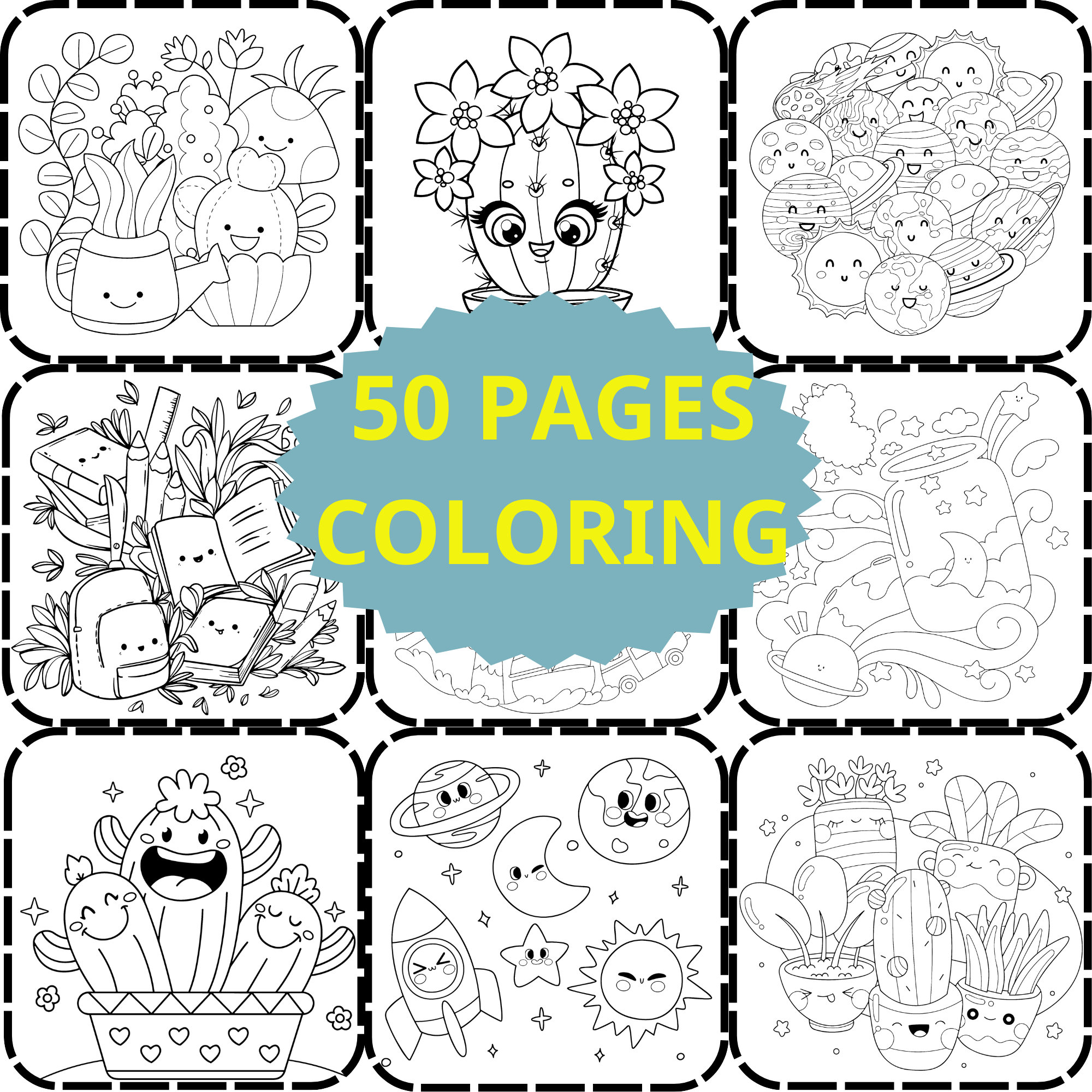 Coloring Pages Set of 50 Pages. Cute Coloring Pages for Children and ...