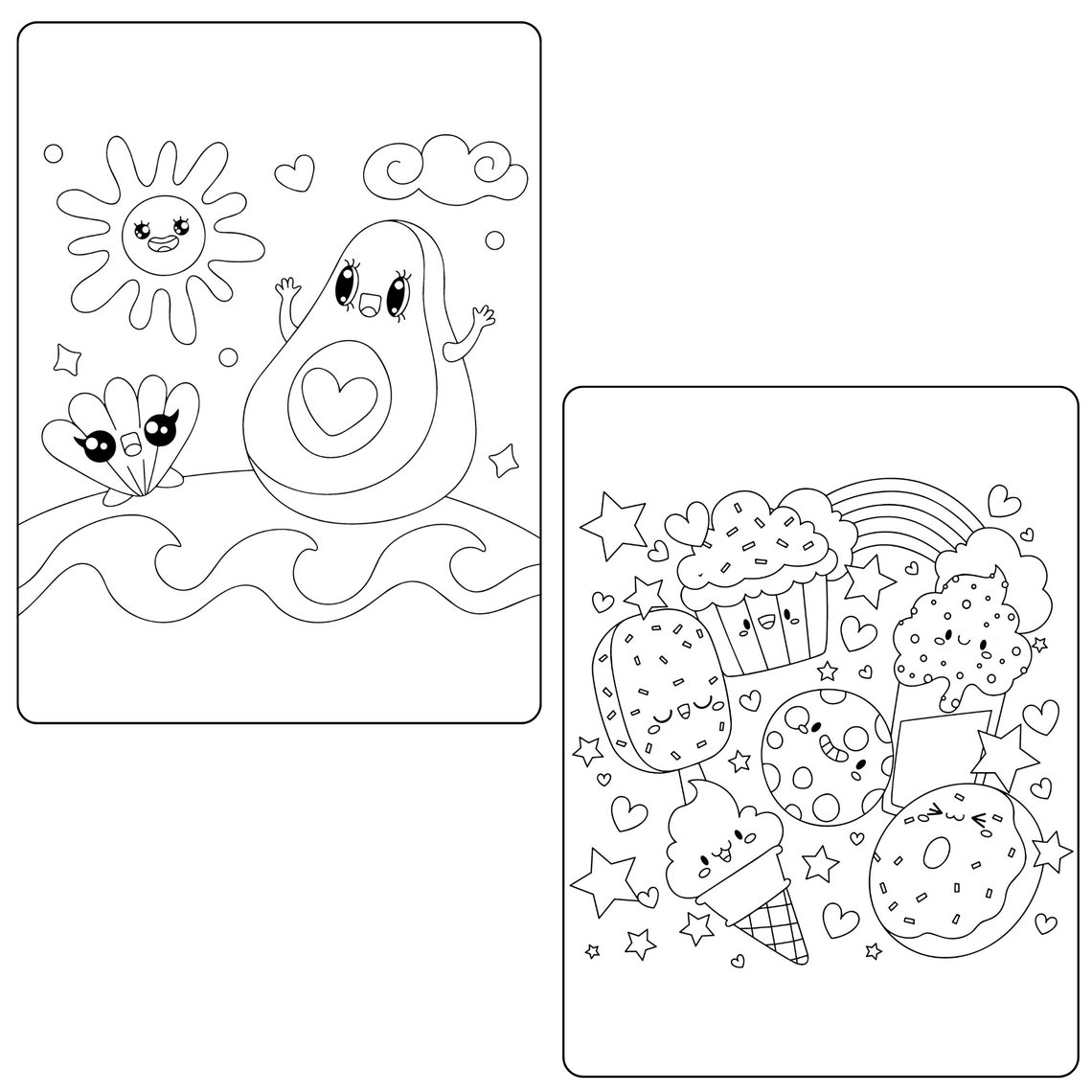 Coloring Pages Set of 50 Pages. Cute Coloring Pages for Children and ...