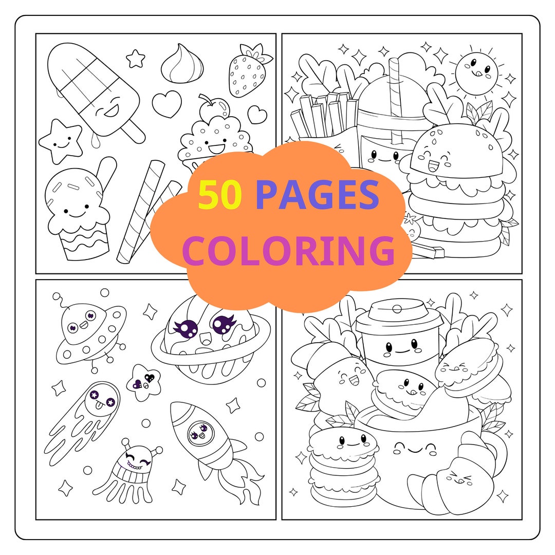 Coloring Pages Set of 50 Pages. Cute Coloring Pages for Children and ...