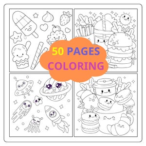 Coloring Pages Set of 50 Pages. Cute Coloring Pages for Children and ...