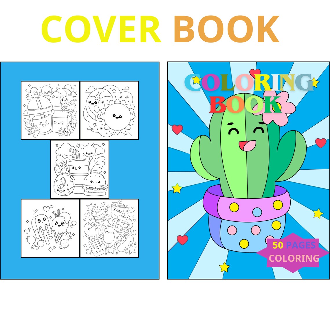 Coloring Book 50 Page , Kawaii Coloring Pages 50 Pages cute Coloring ...