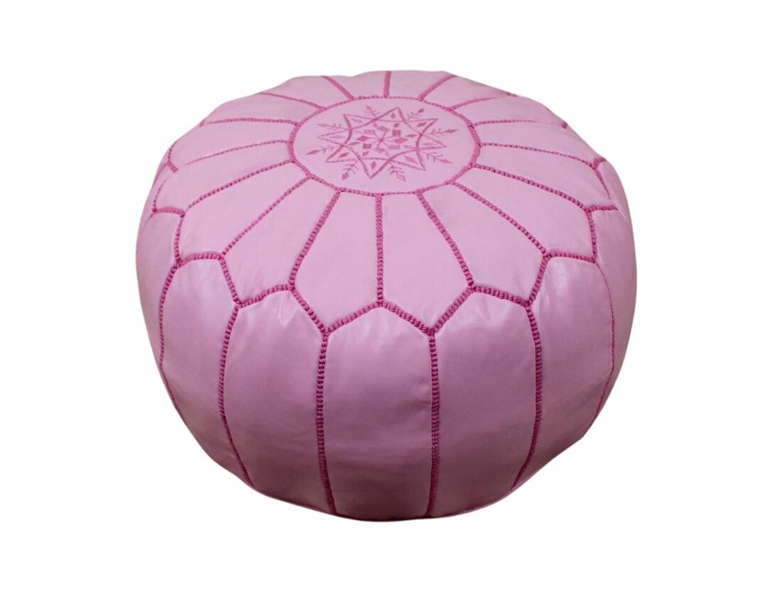 Pink Pouf Hot Pink Pouf Ottoman Pink Pouf Ottoman Moroccan Leather Pouf ...