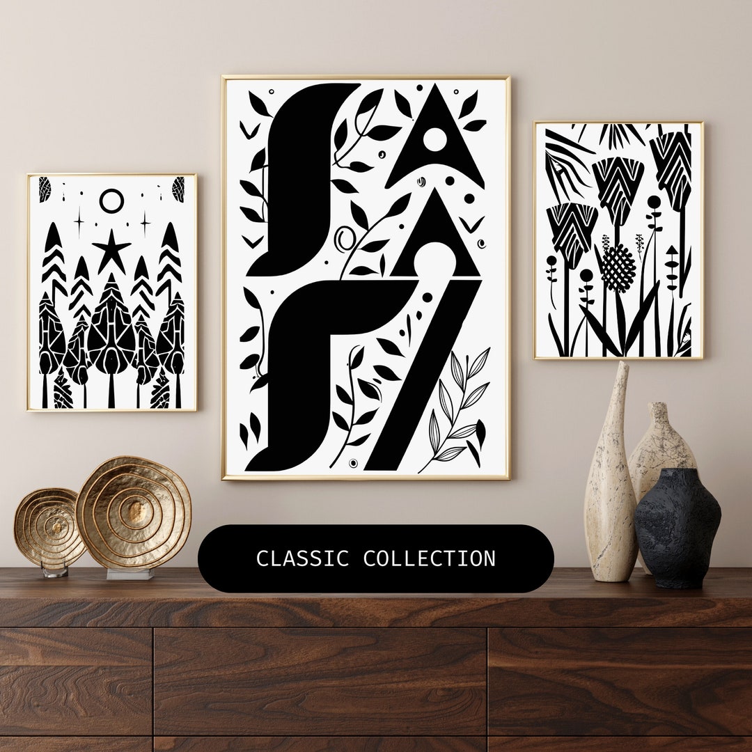 Black Shapes Set of 6 Black Abstract Art Printwall Art - Etsy