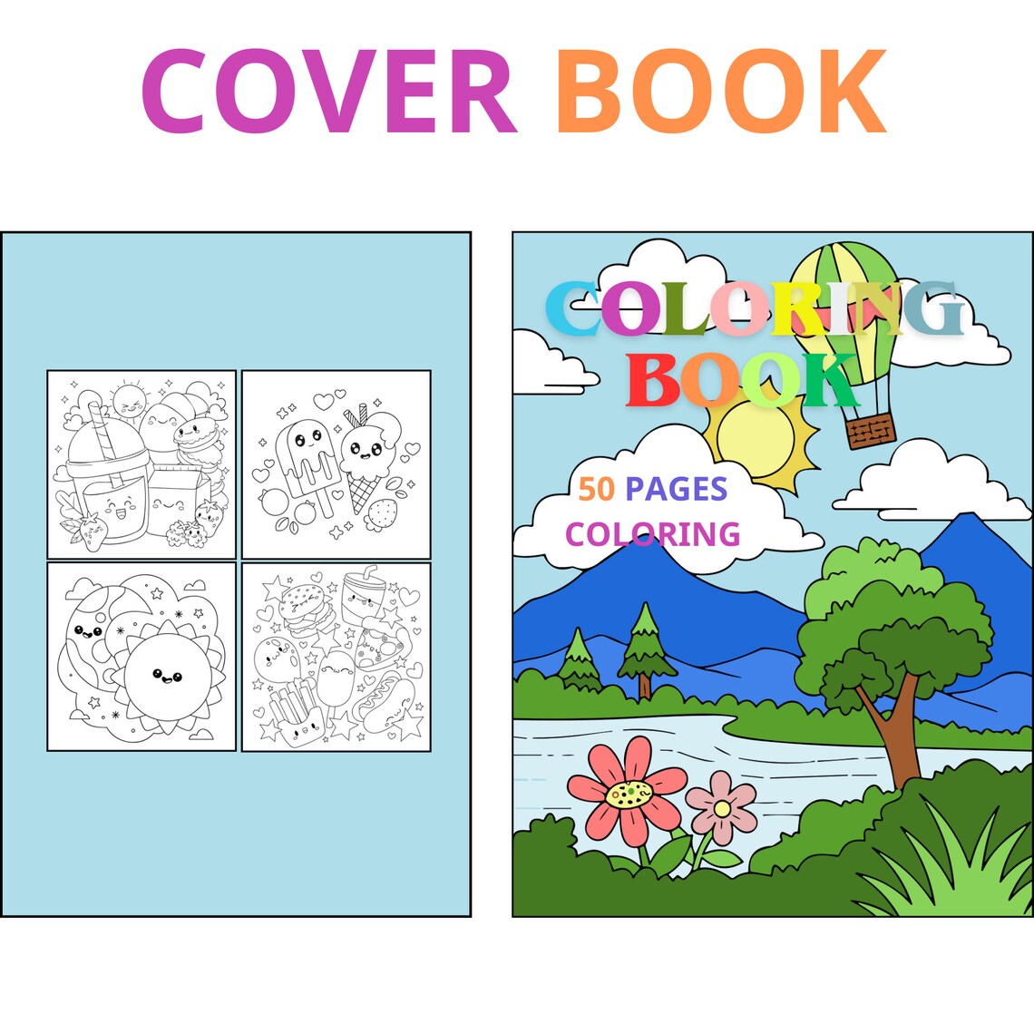 Coloring Pages Set of 50 Pages. Cute Coloring Pages for Children and ...