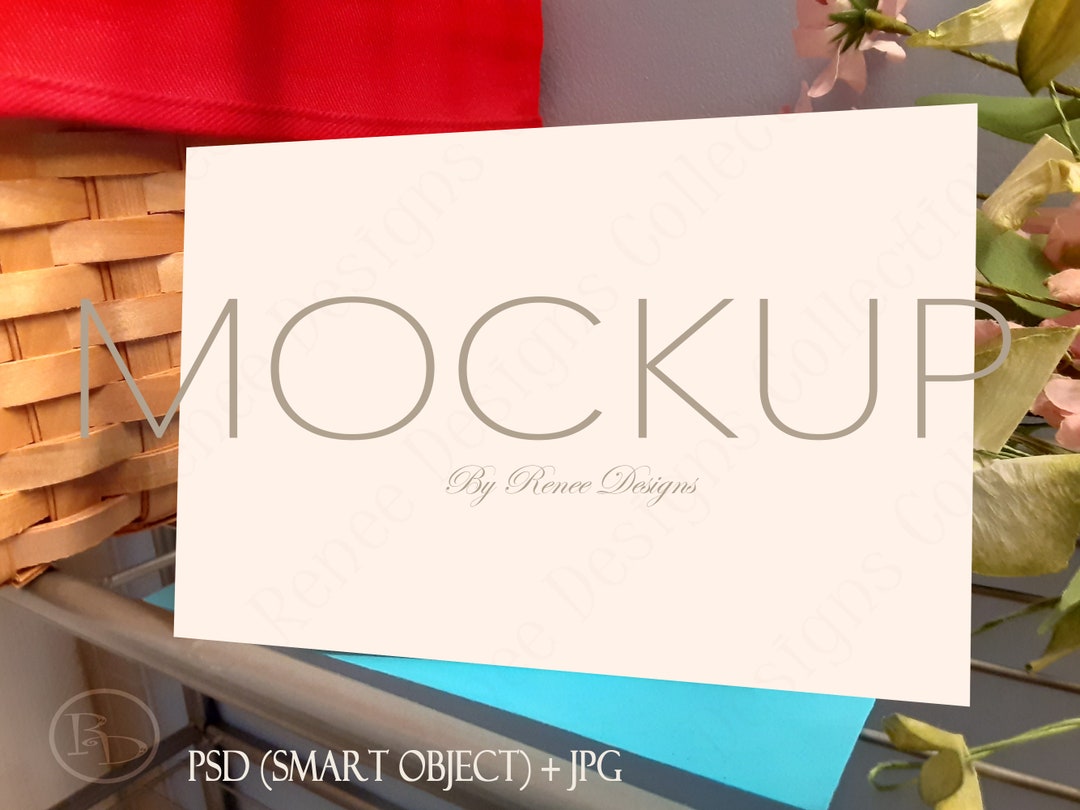 Off White Card Mockup, Thank You Card Mockup, Mockups With Baskets ...