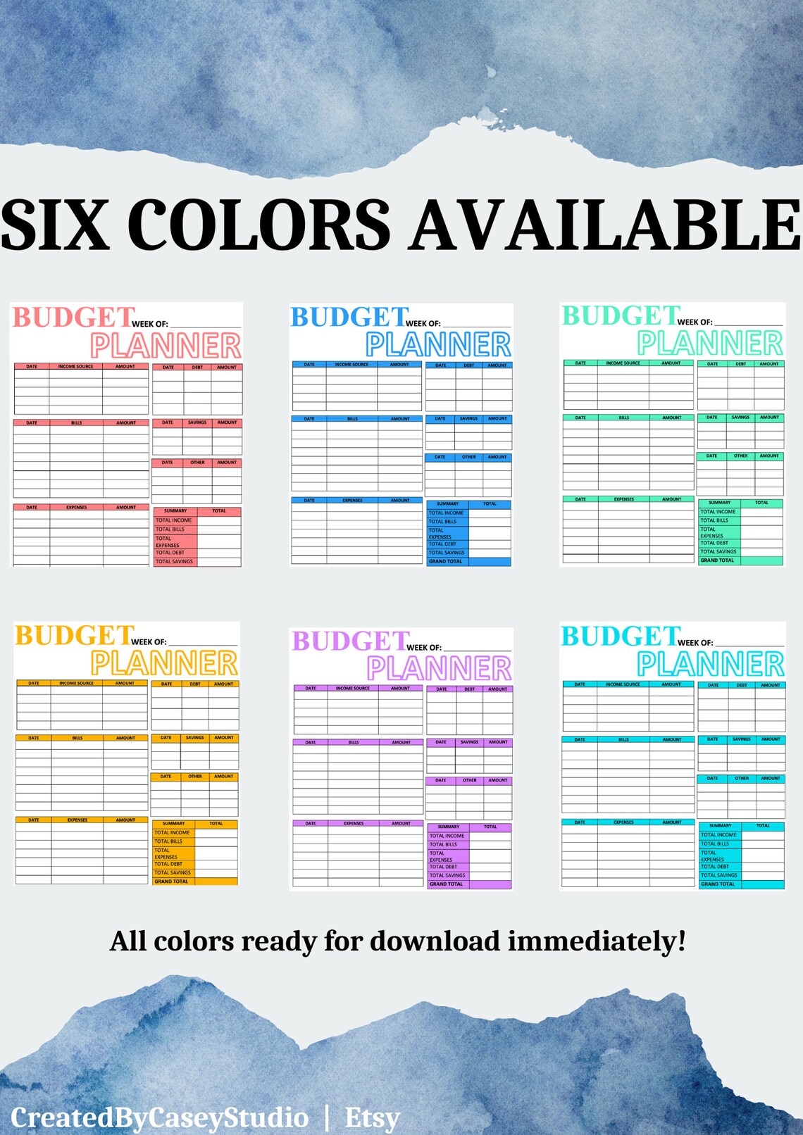 Weekly Budget Planning Template - for Digital & Printable Use, Paycheck ...