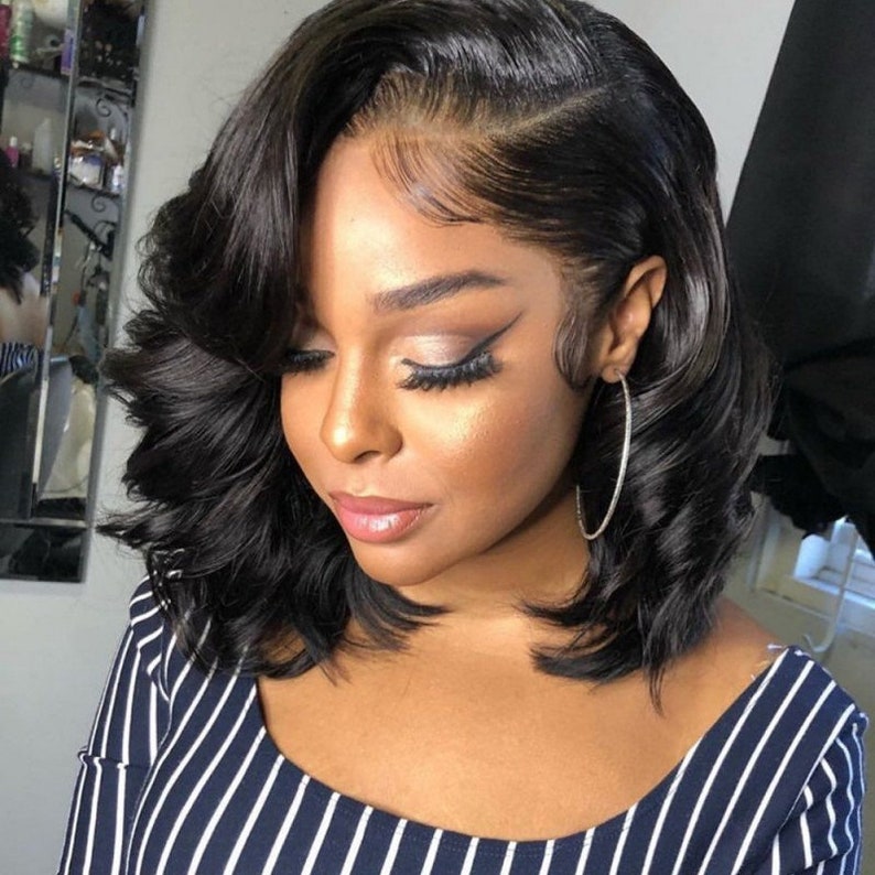 Brazilian Virgin Human Hair Side Parting Messy Bob Vibes 360 Lace