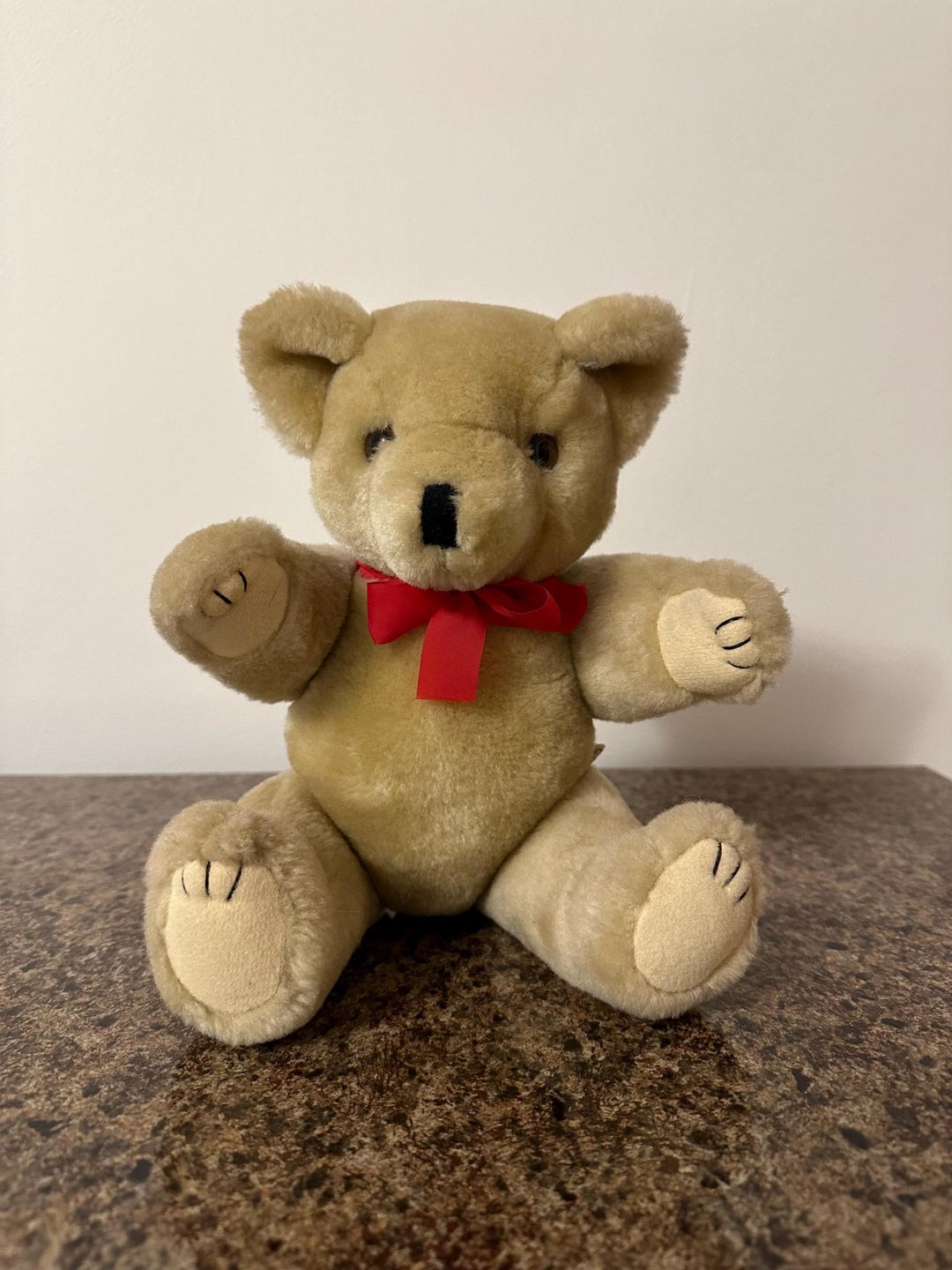 Vintage Bear Plush Stuffed Animal Toy With Bow 9 Inch - Etsy