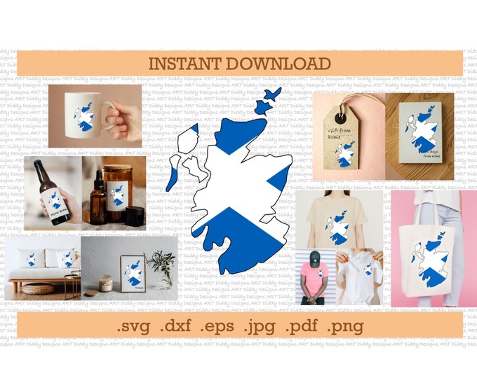 Scotland Flag Map SVG, World Maps and Flags, Cut File, Instant Digital ...