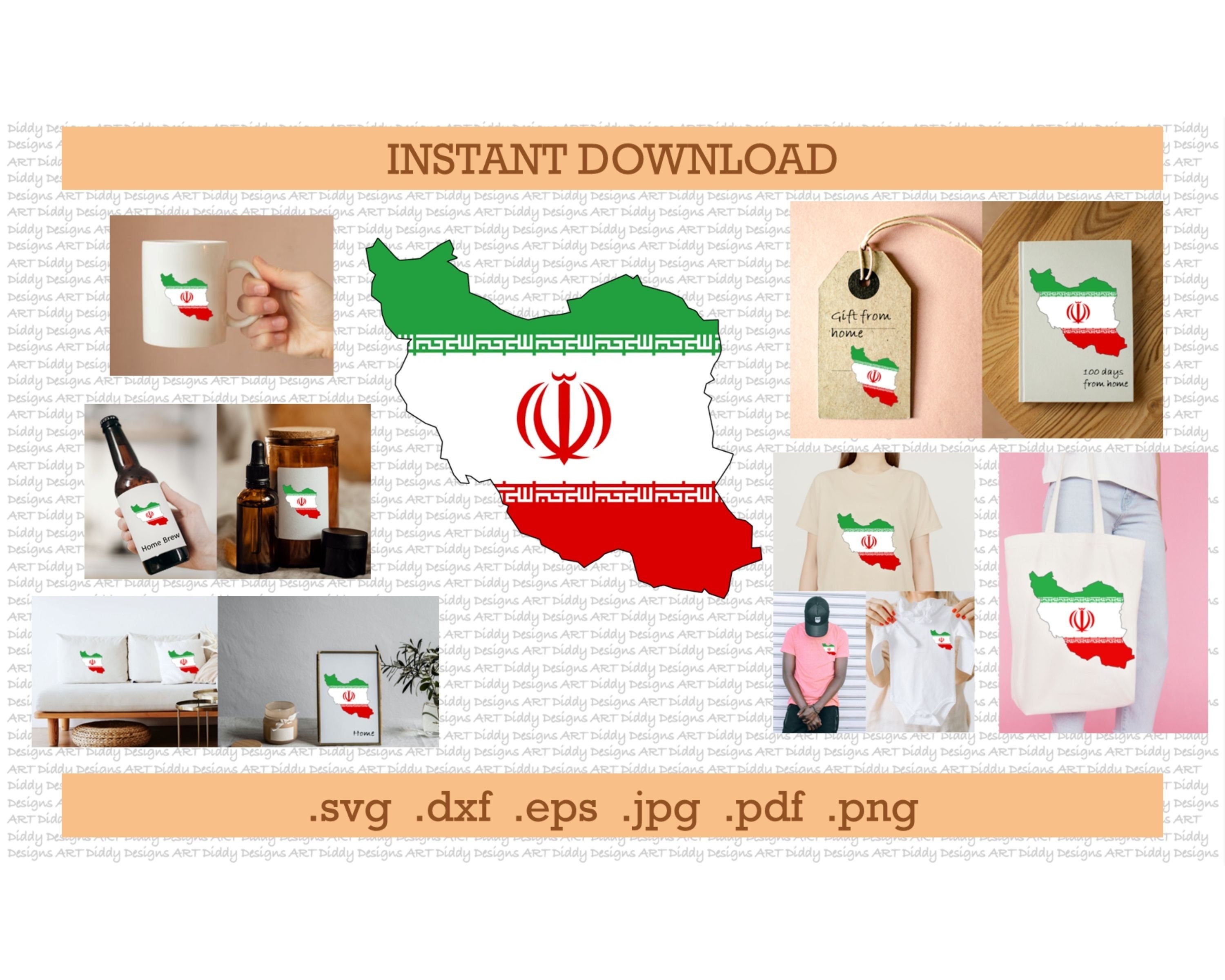 Iran Flag Map SVG World Maps and Flags Cut File Instant - Etsy Finland