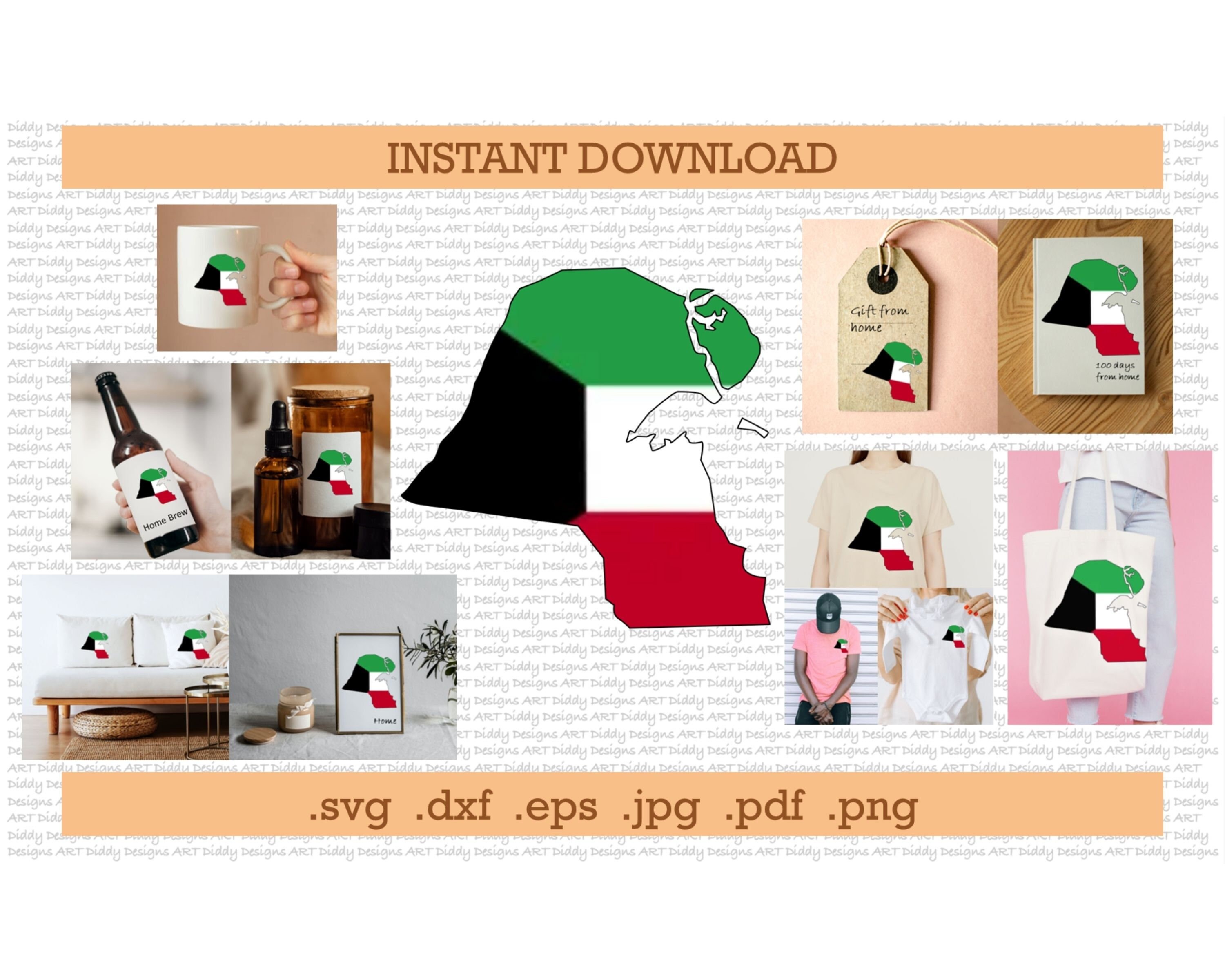Kuwait Flag Map SVG World Maps and Flags Cut File Instant - Etsy Hong Kong