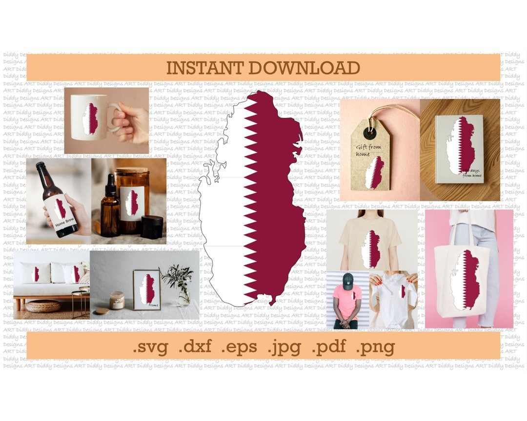 Qatar Flag Map SVG World Maps and Flags Cut File Instant - Etsy Hong Kong