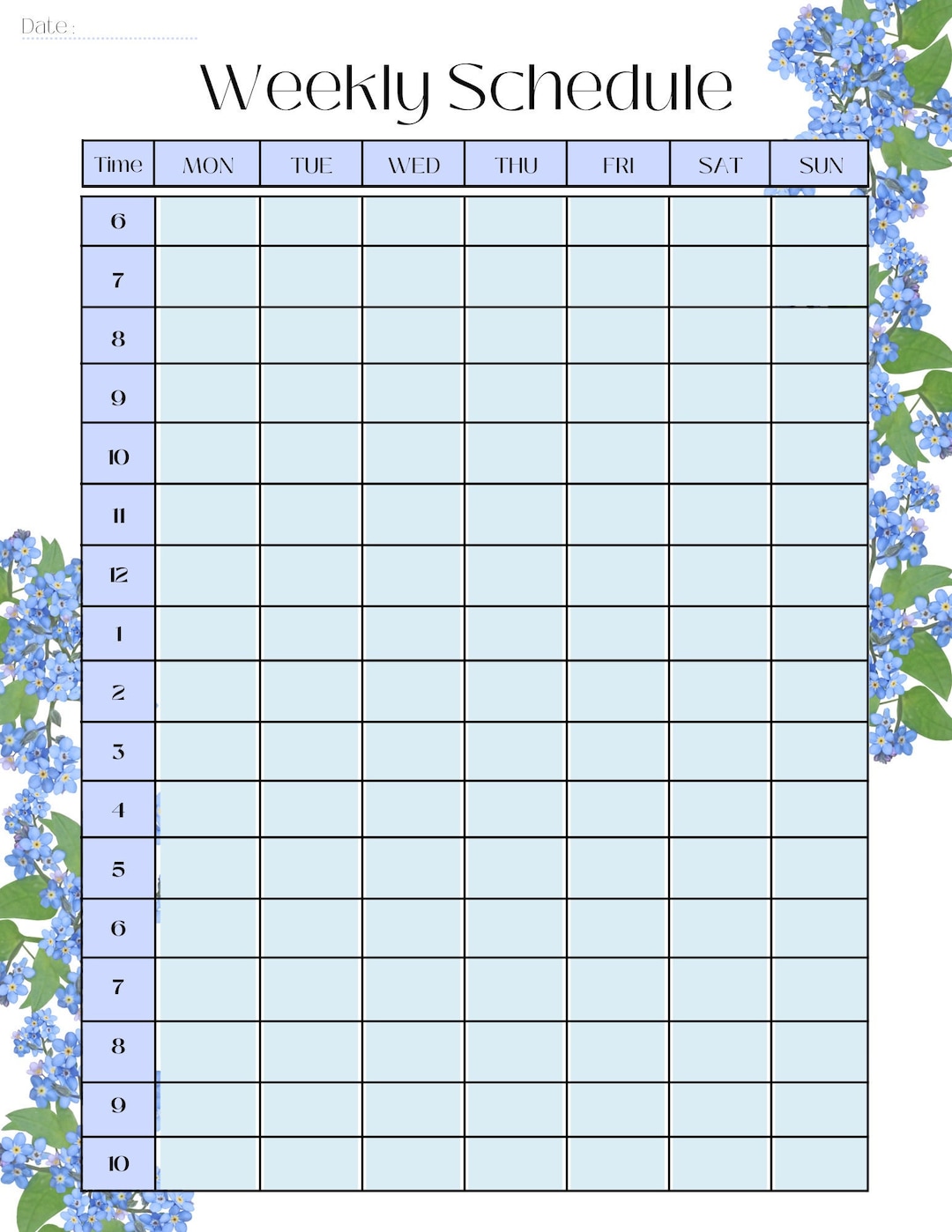 Hourly Weekly Schedule Landscape, Weekly Planner Printable, Week at a ...