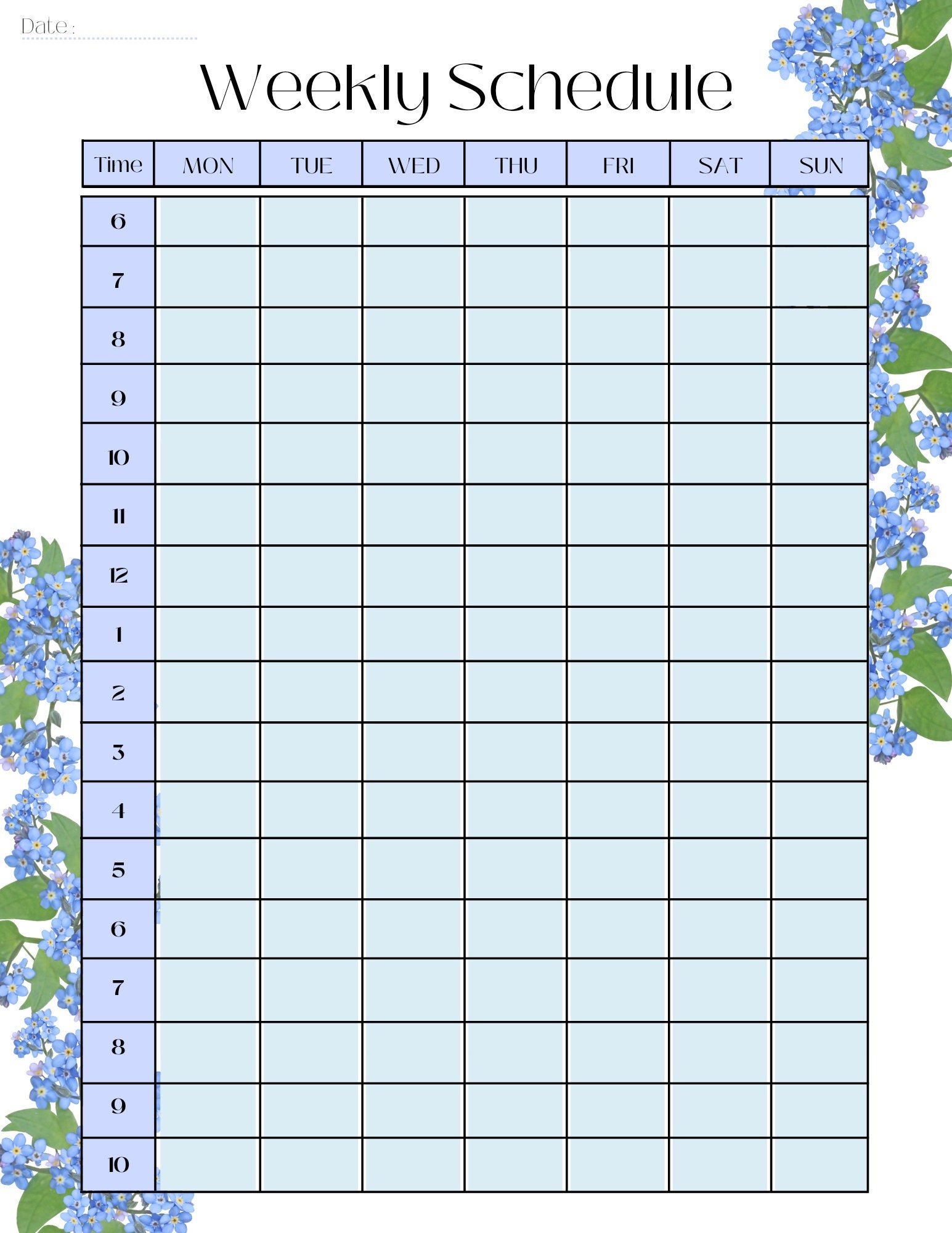 Hourly Weekly Schedule Landscape, Weekly Planner Printable, Week at a ...