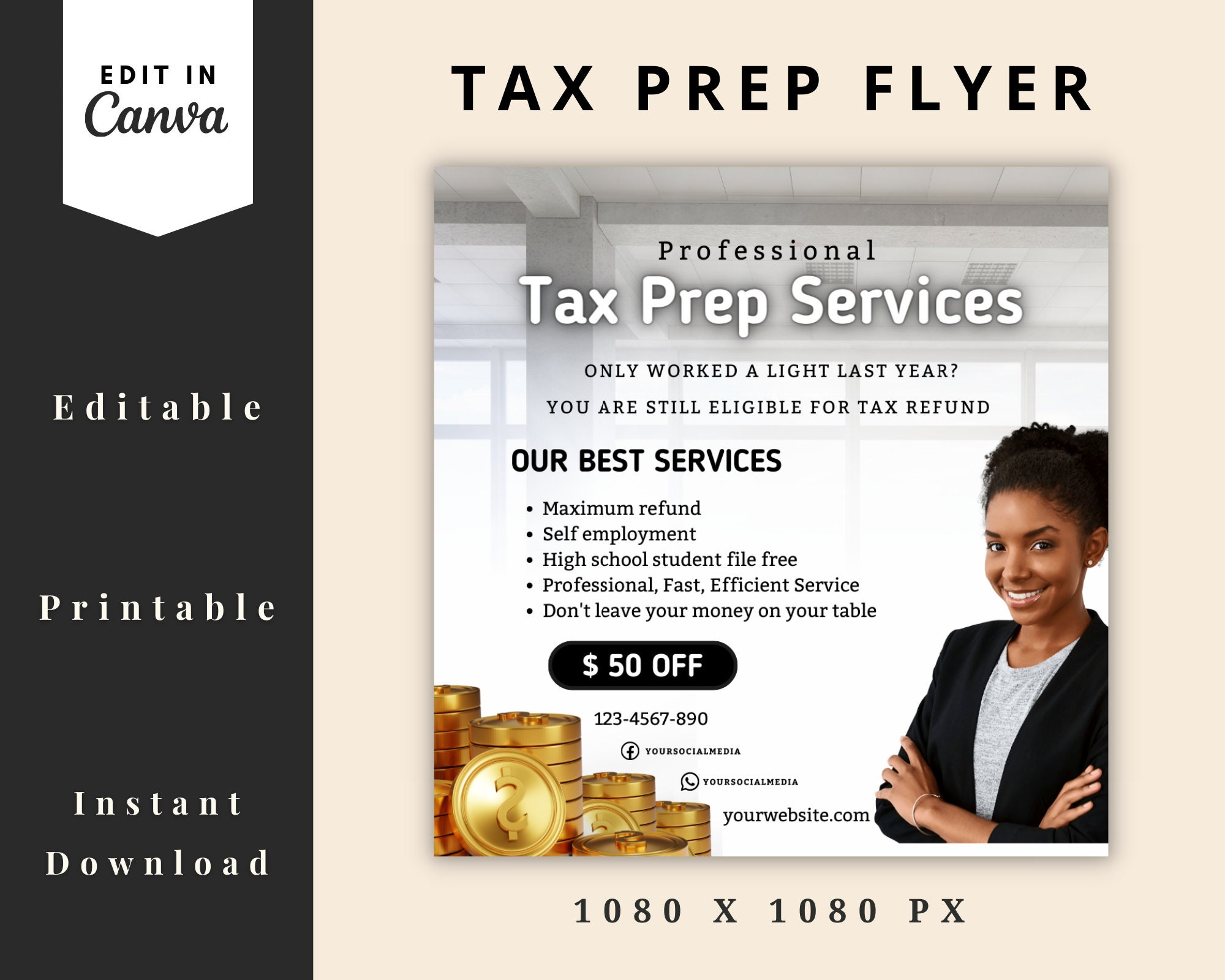 Tax Prep Flyer Bundle, Tax Prep Instagram, Tax Flyer Template, Prep ...