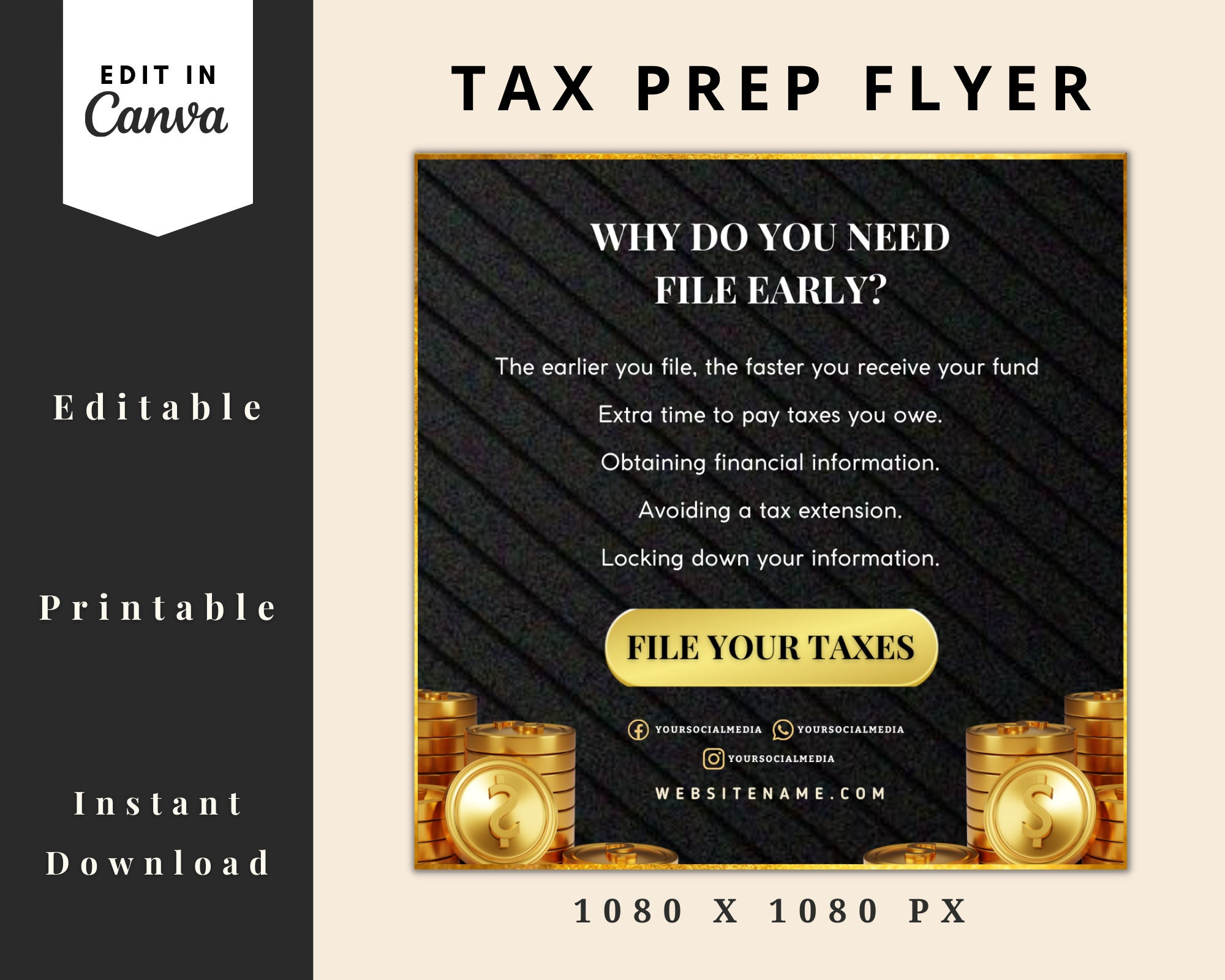 Tax Prep Bundle Diy Taxes Flyer Canva Tax Prep Flyer Bundle - Etsy