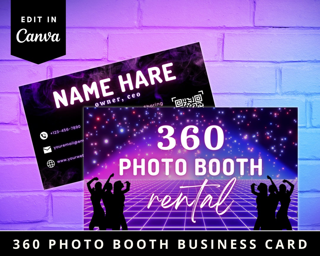 360 Photo Booth Business Card Template, Photo Booth Supplier, Party ...