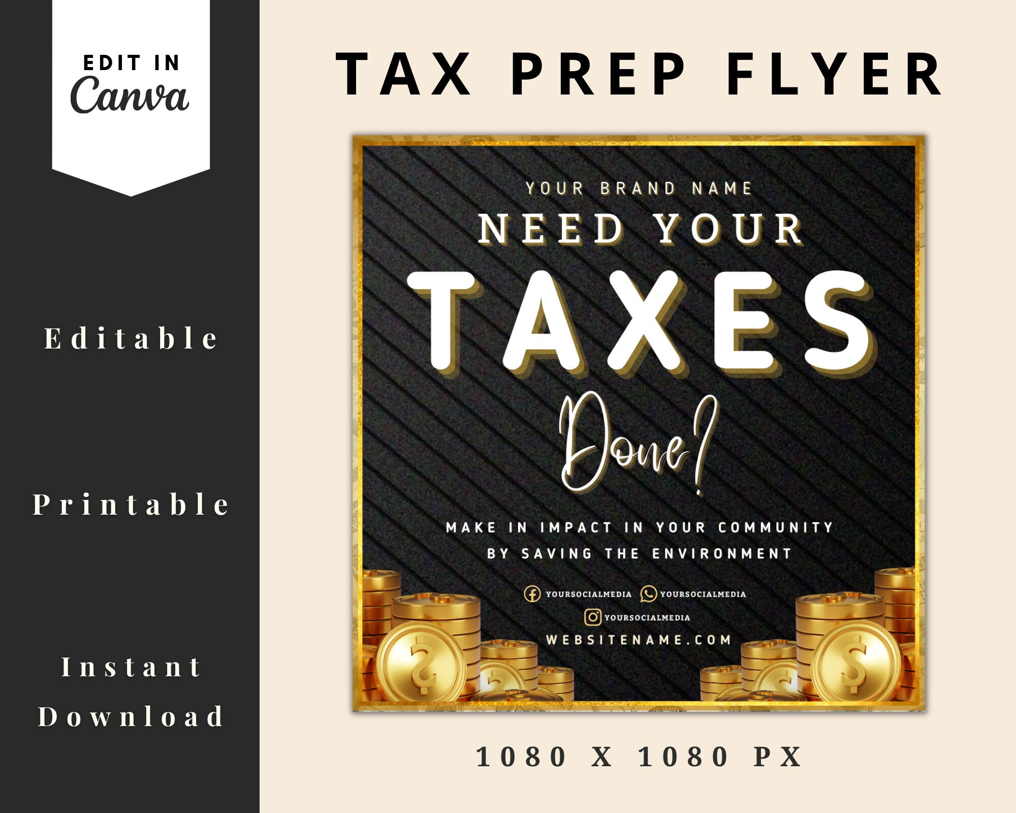 Tax Prep Flyer Bundle Template Editable Tax Specialist Flyer - Etsy