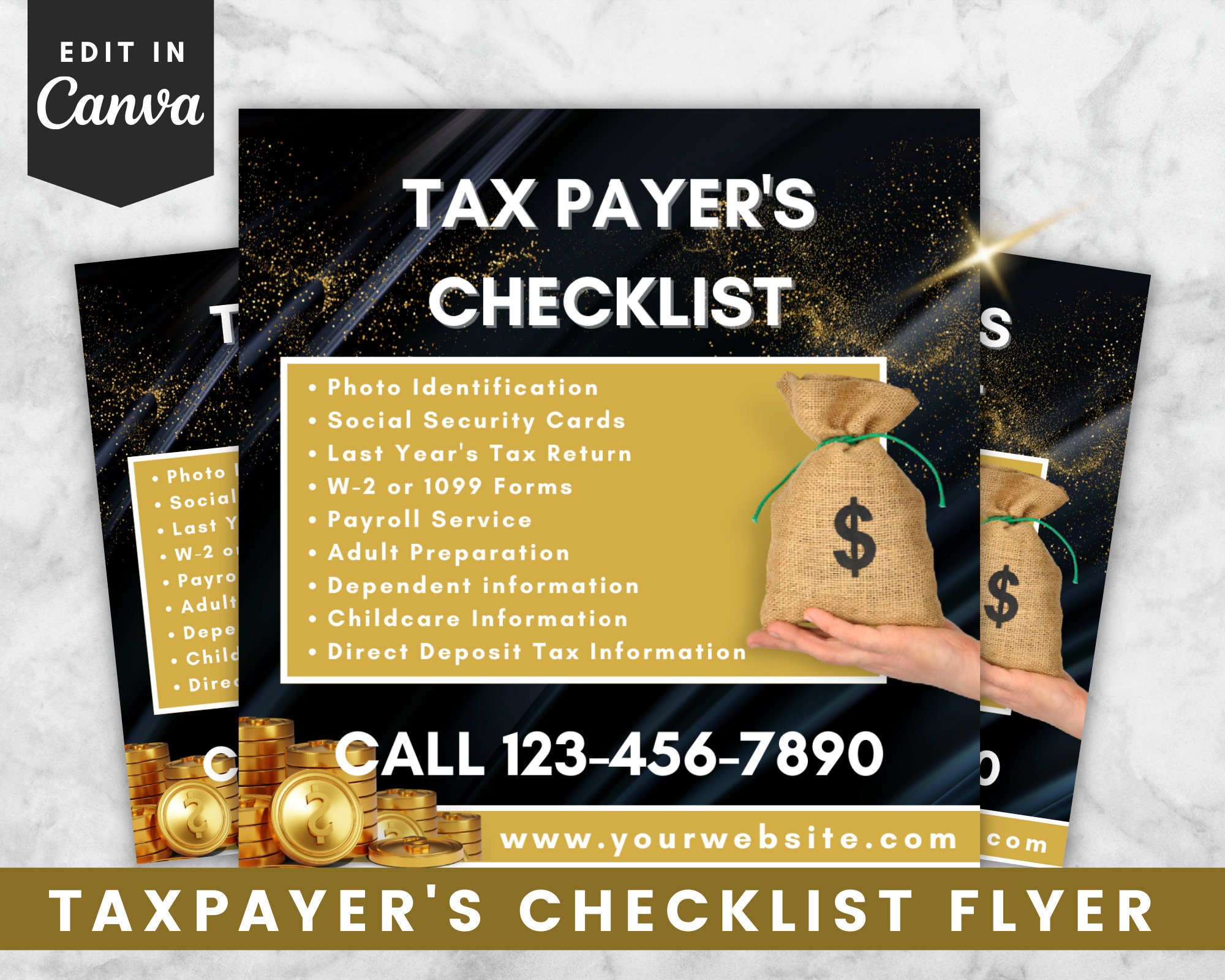 Taxpayer's Checklist Flyer, Tax Checklist, Tax Preparation Flyer, Diy ...