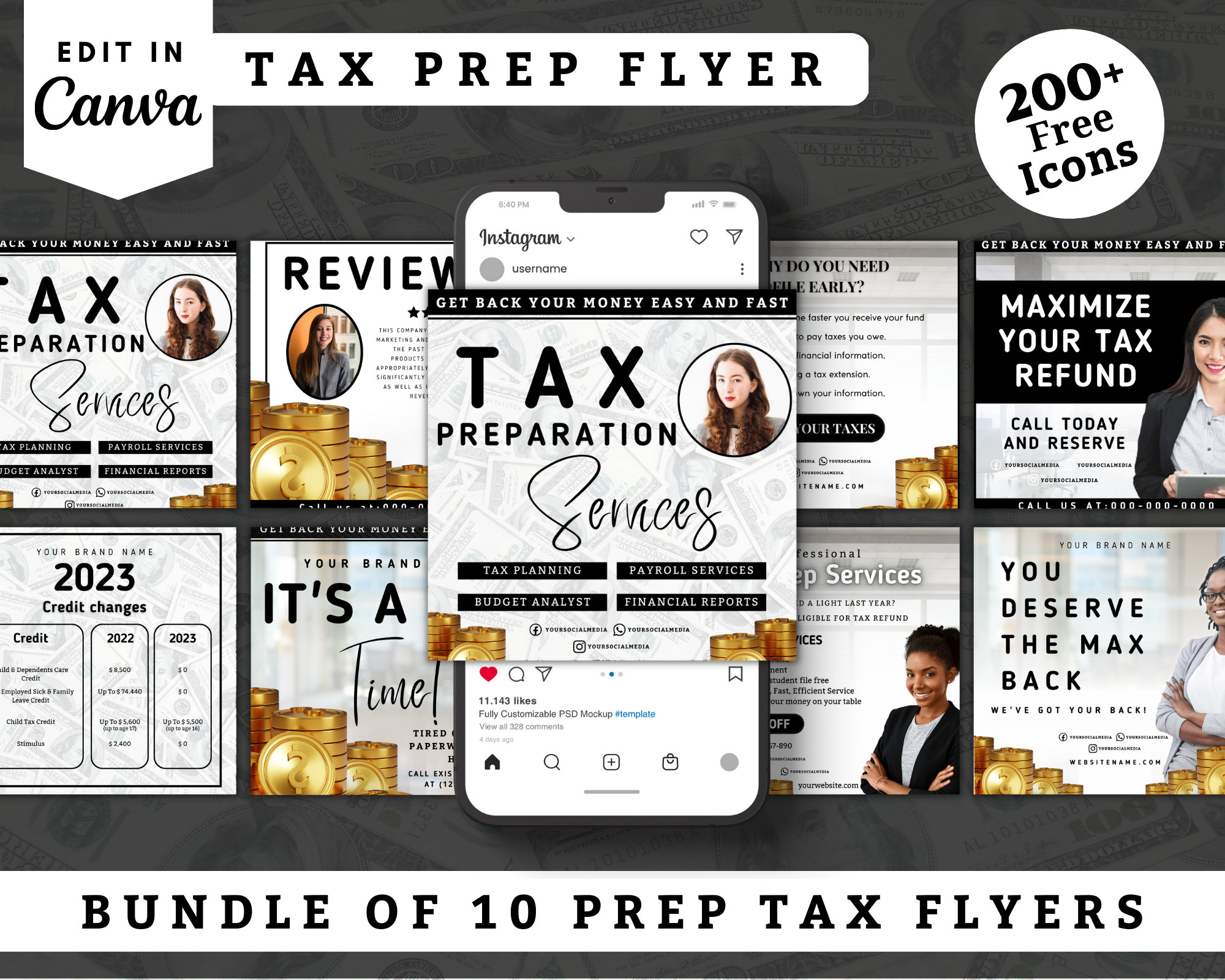 Tax Prep Flyer Bundle, Tax Prep Instagram, Tax Flyer Template, Prep ...