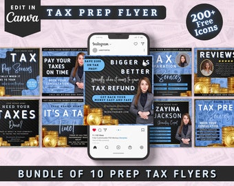 Tax Prep Flyers Bundle Template, 8 Tax Preparation Accounting Flyers ...