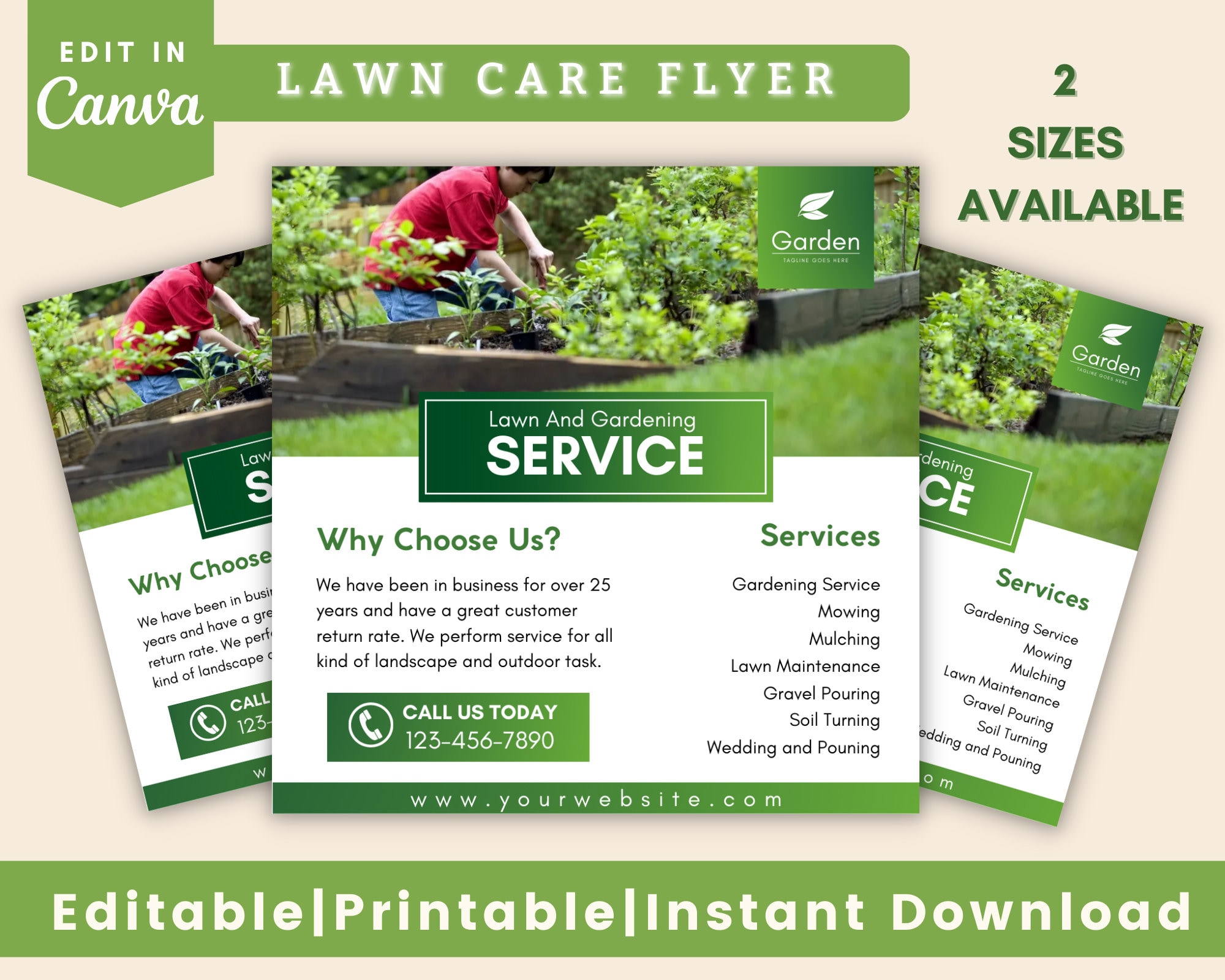 Gardening Flyer Template, Lawn Mowing Flyer, Editable Landscaping Flyer ...