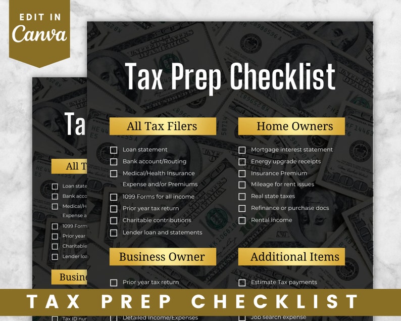 Tax Prep Checklist, Printable, Tax Preparation Checklist, Tax Prep ...