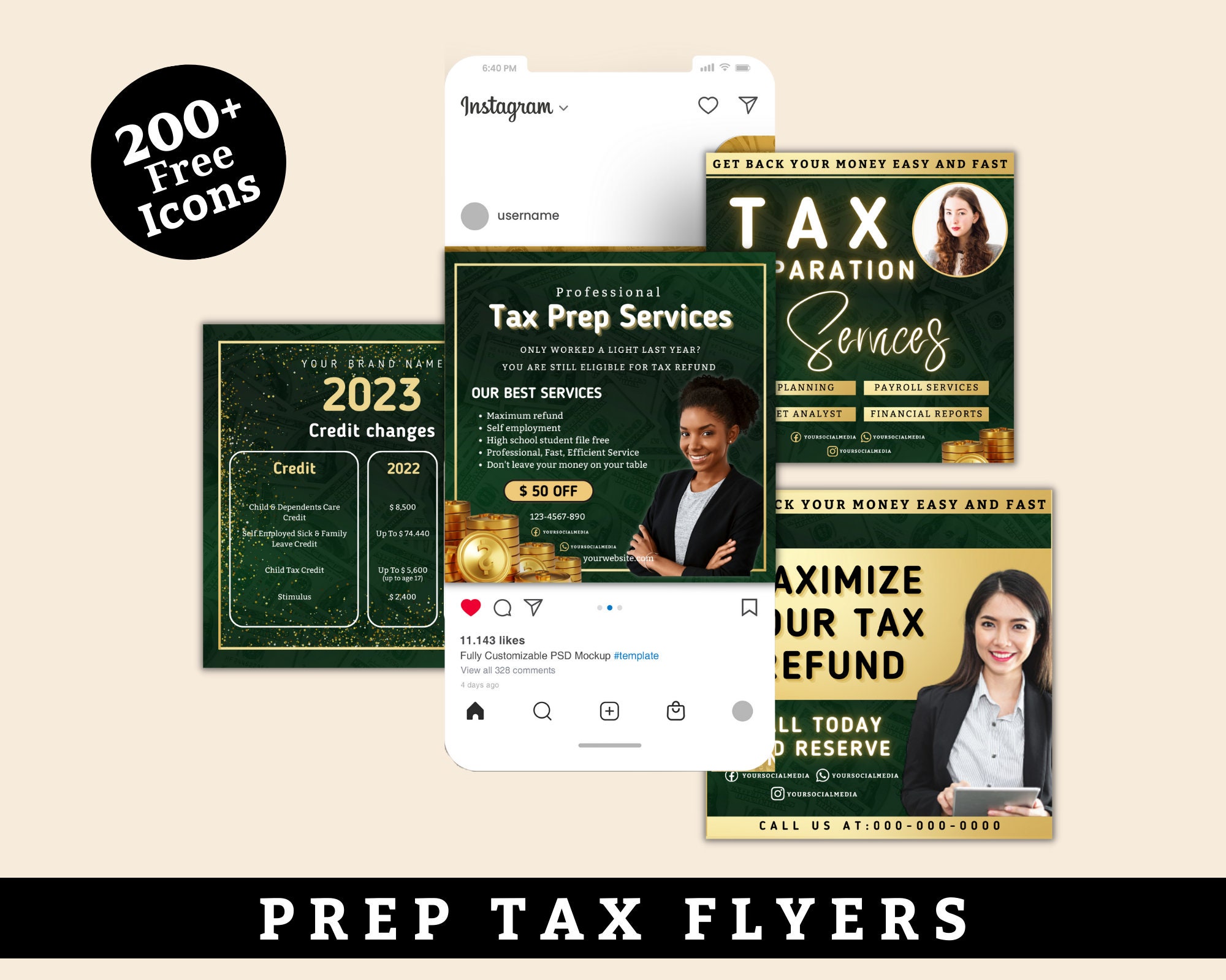 Tax Prep Flyer Bundle, Tax Prep Instagram, Tax Flyer Template, Prep ...