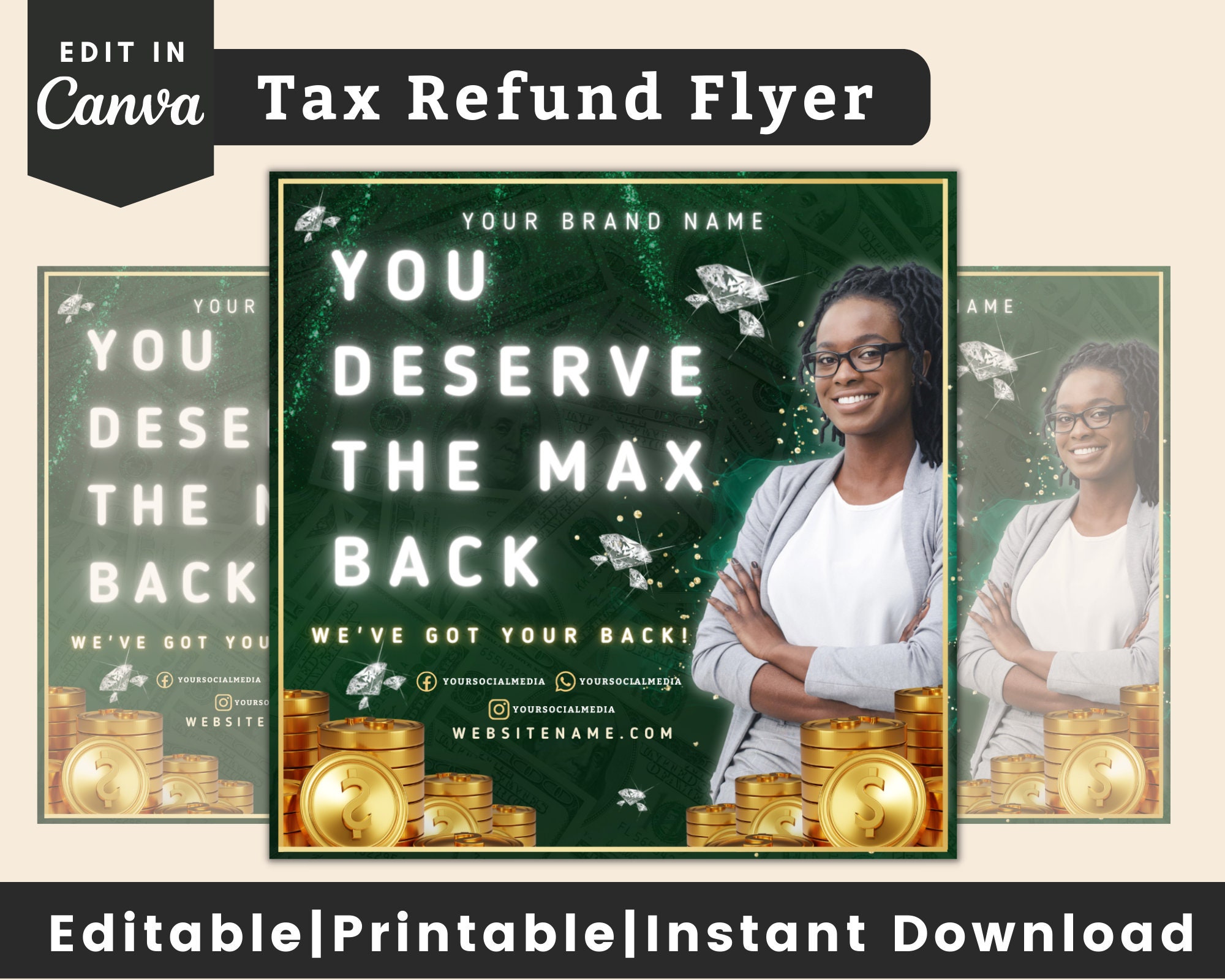 2023 Editable Tax Refund Flyer Editable Canva Template. Instagram ...
