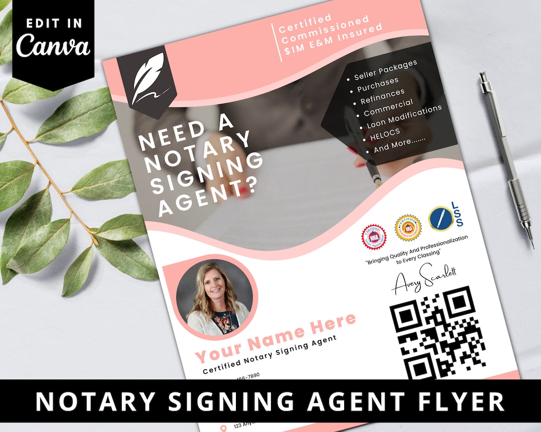 Notary Signing Agent Flyer, Notary Flyer, Notary Diy Flyer, Flyer ...