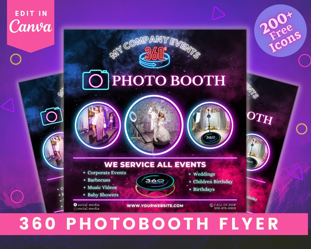 360 Photo Booth Flyer Event Photography Rental Party Animated 360 Photo ...