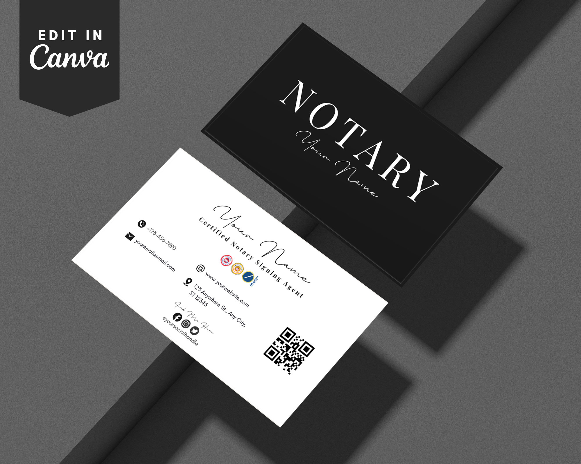 Notary Public Business Card,notary Marketing,notary Business Card ...