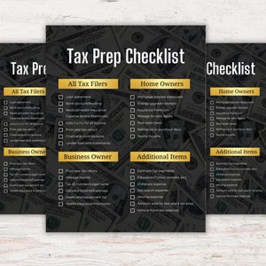 Tax Prep Checklist, Printable, Tax Preparation Checklist, Tax Prep ...