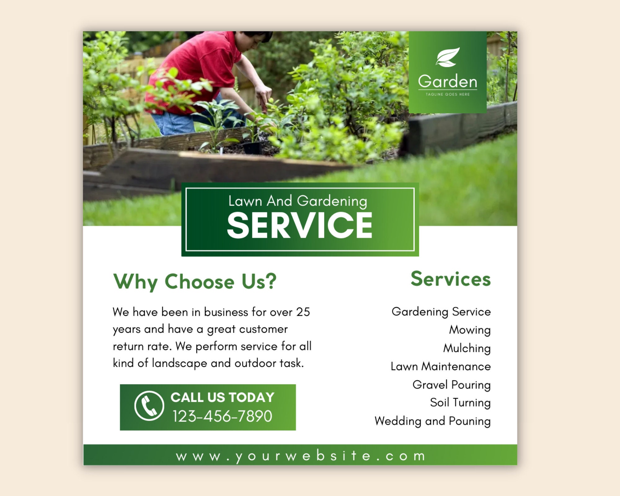 Gardening Flyer Template, Lawn Mowing Flyer, Editable Landscaping Flyer ...