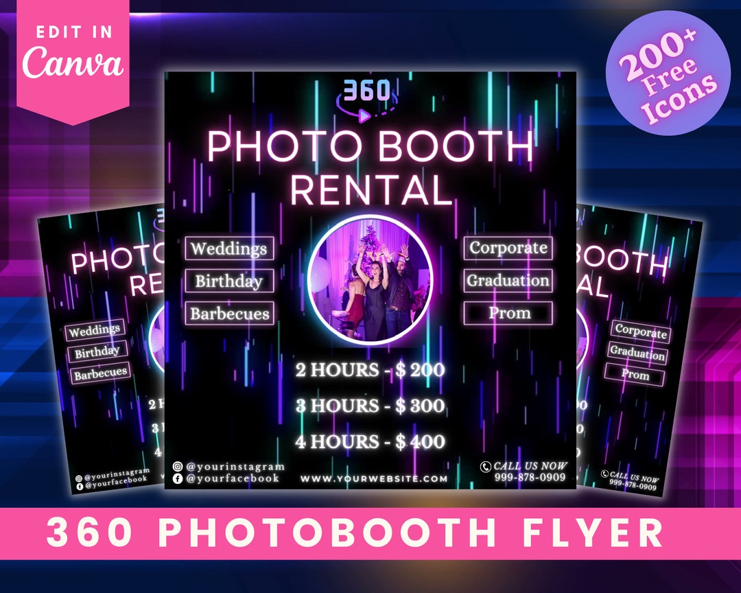 360 Photo Booth Flyer Event Photography Rental Party Animated 360 Photo ...