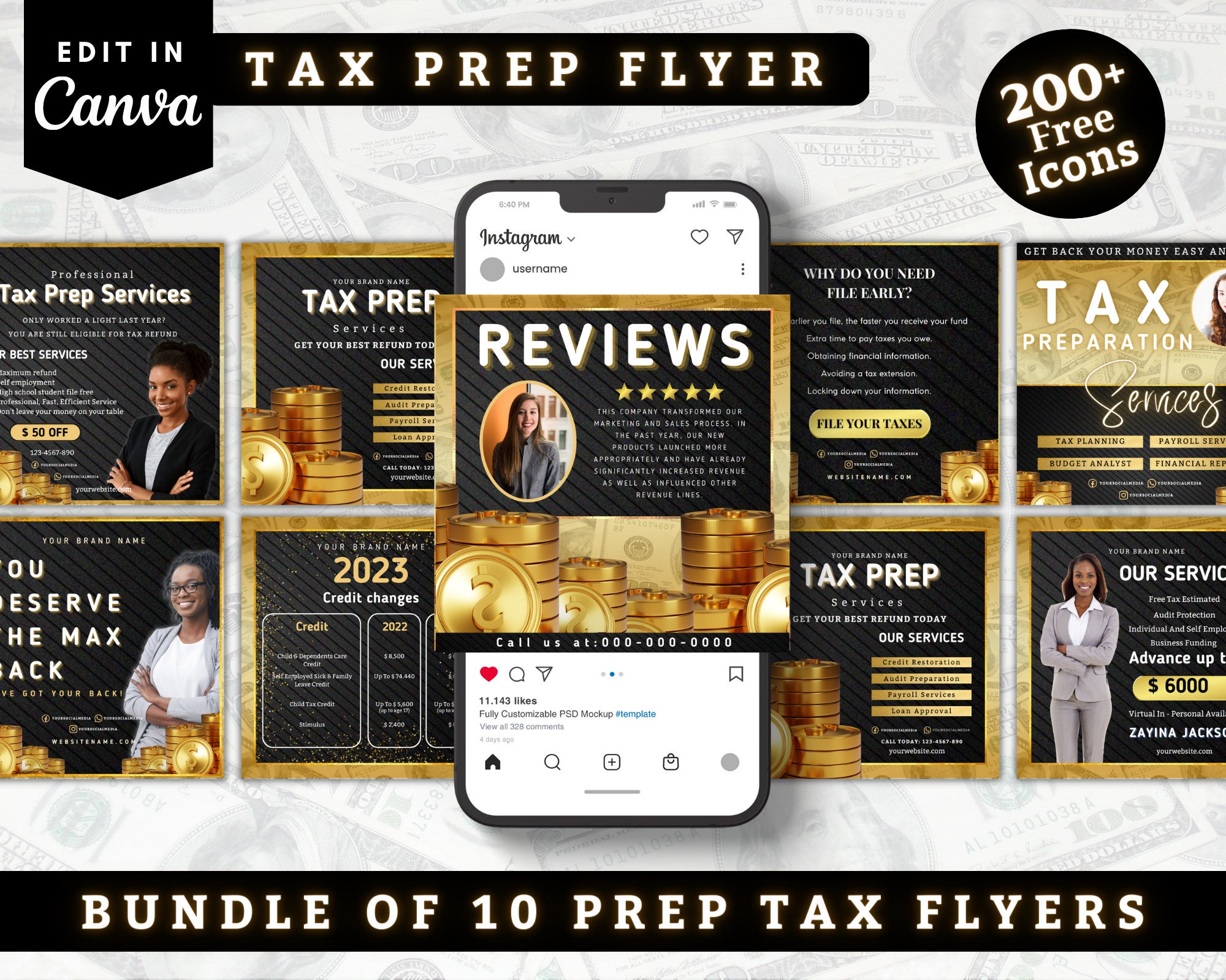 Tax Prep Bundle Diy Taxes Flyer Canva Tax Prep Flyer Bundle - Etsy
