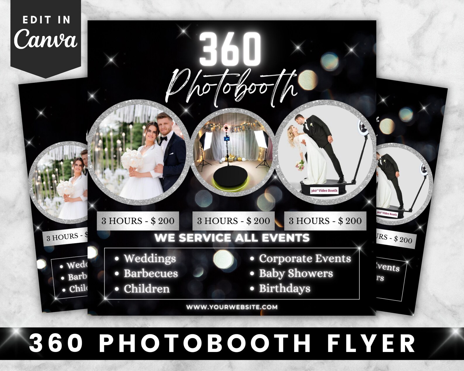360 Photo Booth Flyer Event Photography Rental Party Animated 360 Photo ...