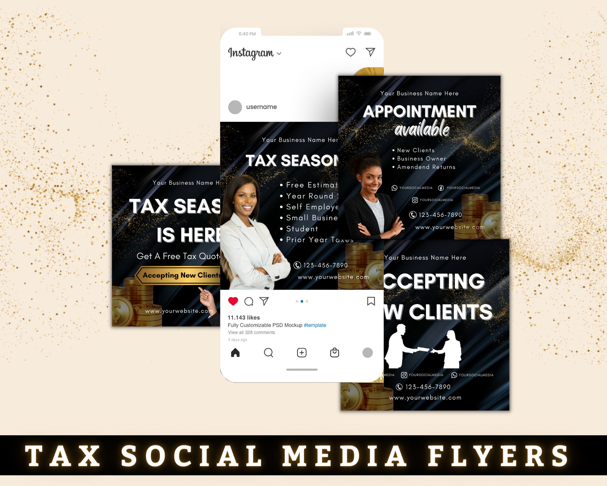 Diy Tax Social Media Flyers, Social Media Posts, Tax Prep Flyers Bundle ...