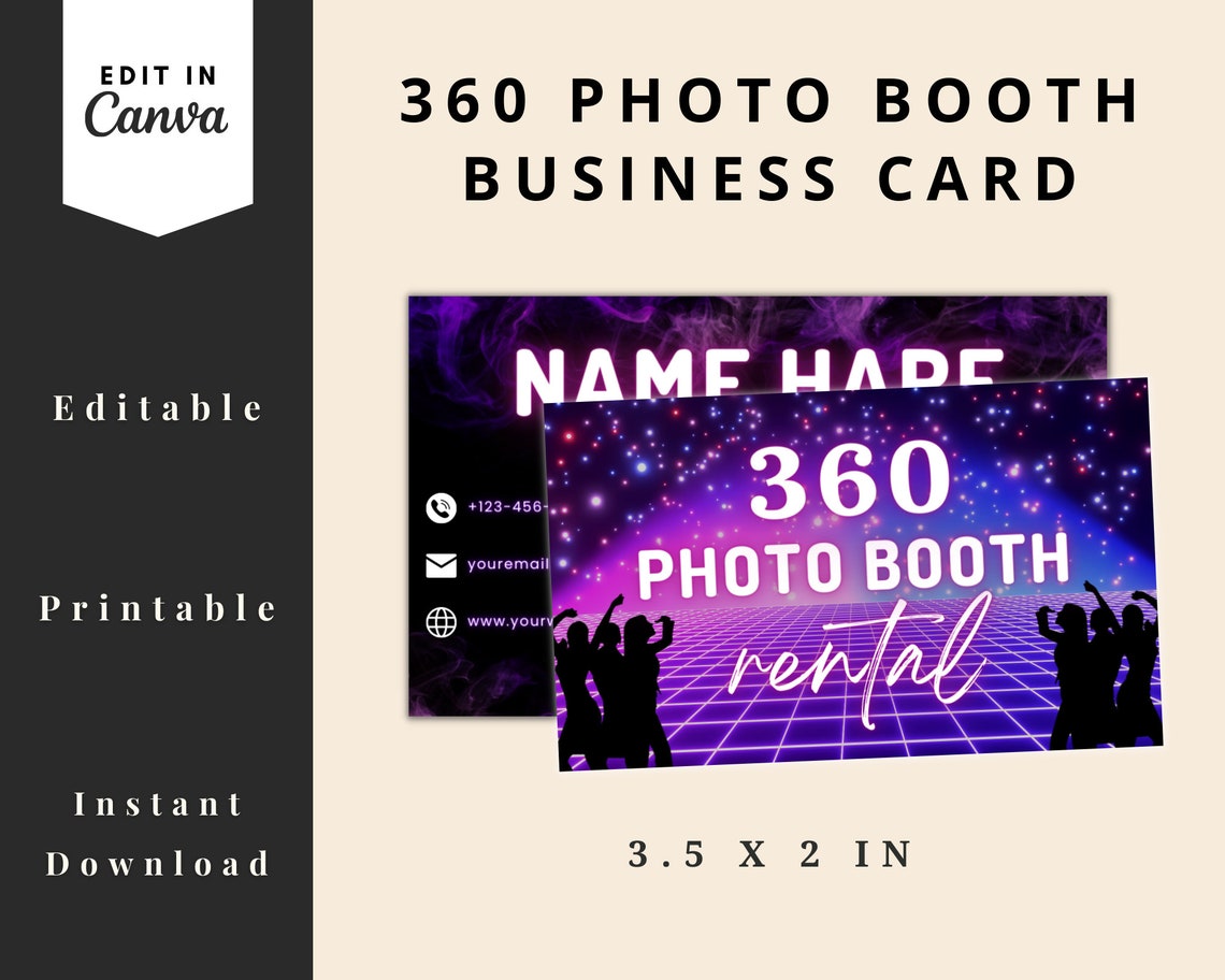 360 Photo Booth Business Card Template Photo Booth Supplier - Etsy
