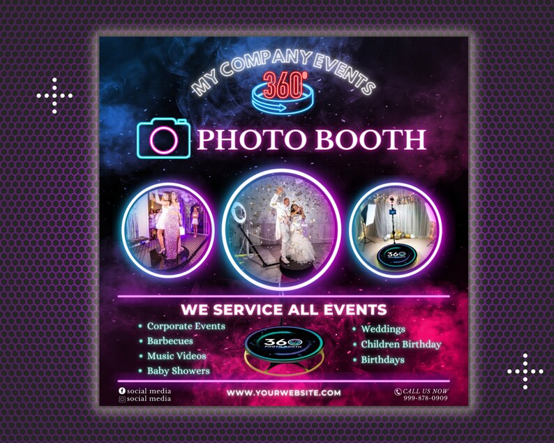 360 Photo Booth Flyer Event Photography Rental Party Animated 360 Photo ...