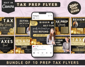 Tax Prep Flyers Bundle Template, 8 Tax Preparation Accounting Flyers ...