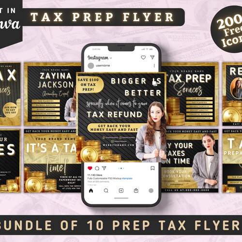Tax Prep Flyers Bundle Template 8 Tax Preparation Accounting - Etsy